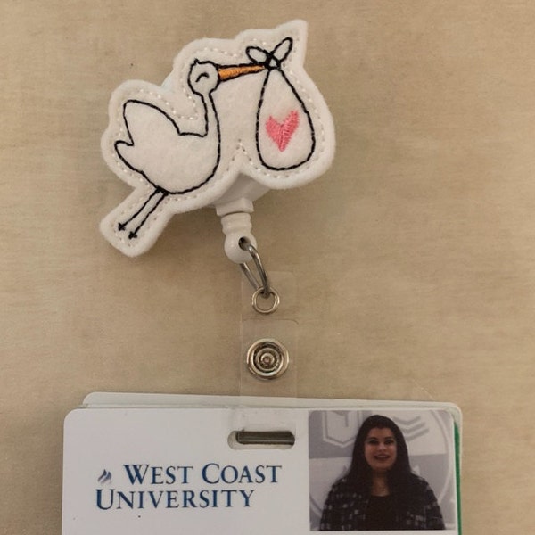 Stork Badge Reel / Nurse Badge Reel / OBGYN / Retractable ID Badge ...