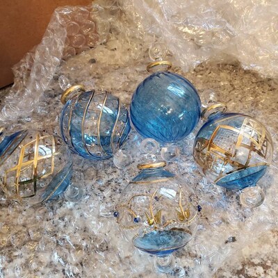 Set of 5 Egyptian Hand Blown Glass Ornaments Decorative by - Etsy