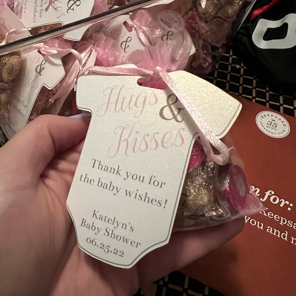 Hugs and Kisses Baby Shower Favor Tags Editable Digital Download | Baby ...