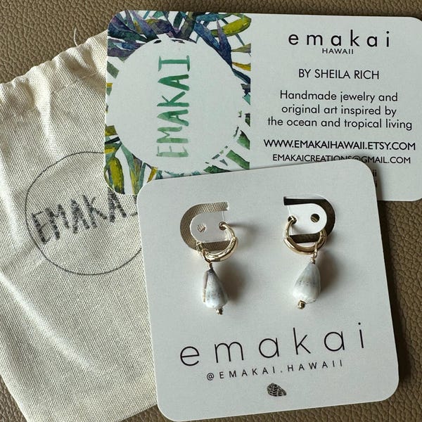 Charm Huggies, Interchangeable Shell, Tahitian Pearl, Pikake Charm ...