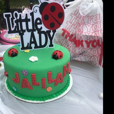 Red, Black, and White Little Lady Ladybug Party Cake Topper - Etsy