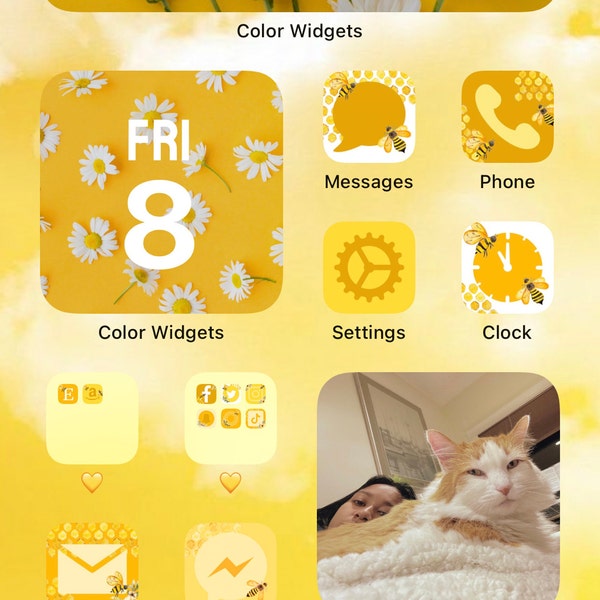 IOS14 App Icons, Yellow Aesthetic, App Covers, Yellow Icon Bundle ...