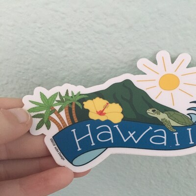 Hawaii Vinyl Sticker / Cool Hawaii Travel Sticker / Water - Etsy