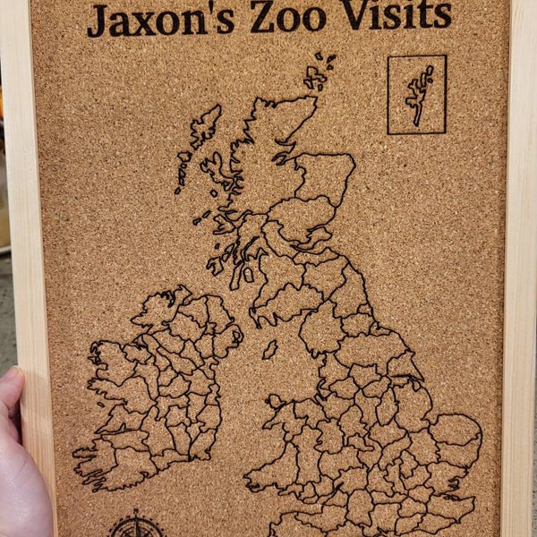 British Isles Pin Board Map in Cork With 50 Pins - Standard 400mm X ...