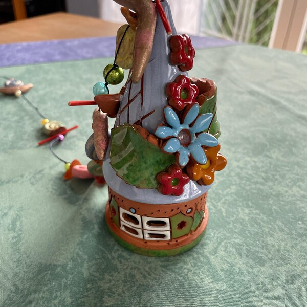 Handmade Ceramic Bells..composition of 5 Floral Pressed Bells With ...