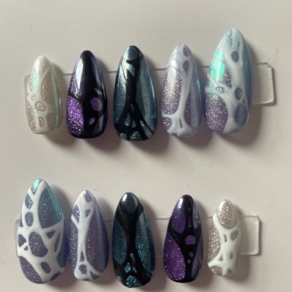 Hexcore Abstract Nails | Arcane Inspired Nails | Gel Nails | - Etsy