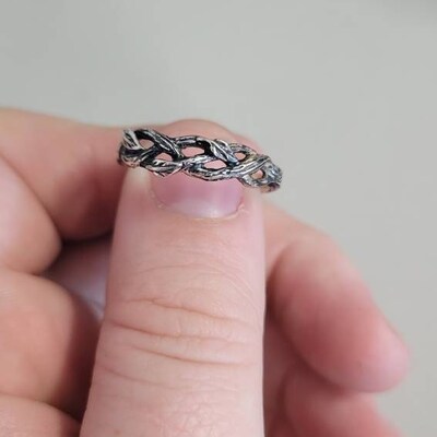 Branch and Leaves Engagement Ring With , Unique Branch Ring, Tree Bark ...