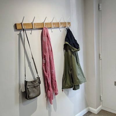 SCANDINAVIAN Wooden Coat & Hat Rack,wooden Rack With Removable Hooks ...