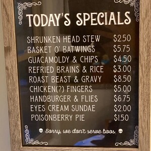 Printable Halloween Menu Sign, Creepy Kitchen Decor, Digital File ...