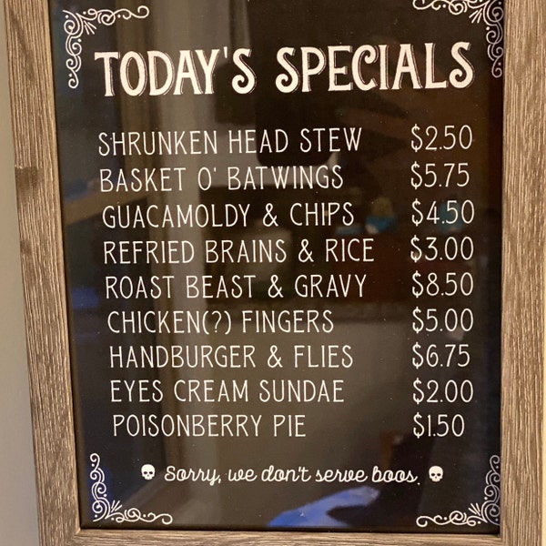 Printable Halloween Menu Sign, Creepy Kitchen Decor, Digital File ...