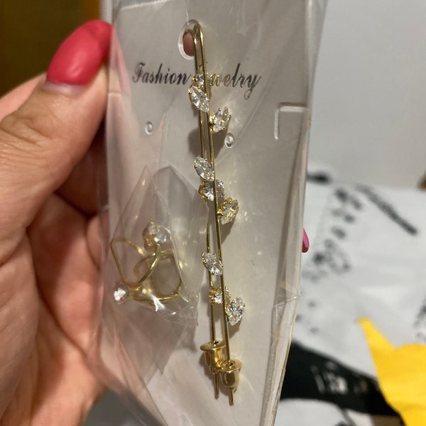 Ear Wrap Crawler Hook Earring, 14k Gold Plated, Edgy Wrap Ear Pin ...
