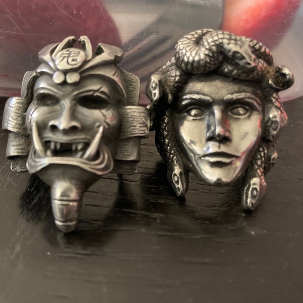 Hand Sculpted Ronin Samurai Ring : Oxidized Lead Free Pewter, Brass and ...