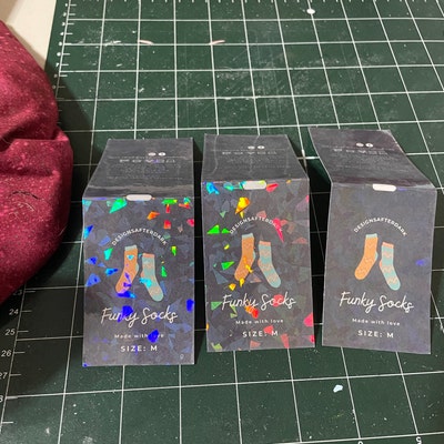 Printable Sock Wrap Labels, Black Cotton Socks Label Designs, Handmade ...