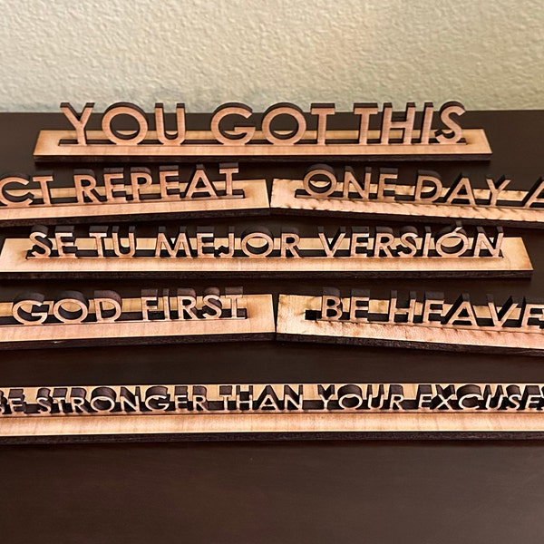 Custom Phrase Cut Out Sign, Inspirational Desk Sign, Shelf Sign, Wooden ...
