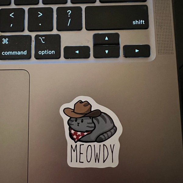 Meowdy Cat Sticker; Country Cat Loaf; Waterproof Dishwasher Safe Matte ...