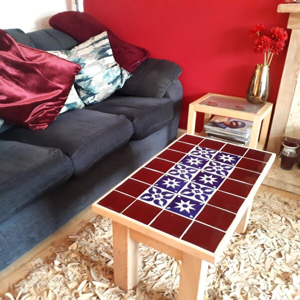 Kitchen Table in Solid Oak With Mexican Tiles - Etsy