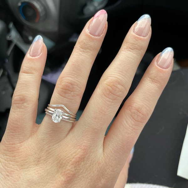 Super Thin Silver Ring Set of 2, Faceted, Twist, Simple Rings for Women ...