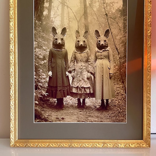 Rabbit Cult of the Forest, Vintage Photography, Art Poster Print, Dark ...