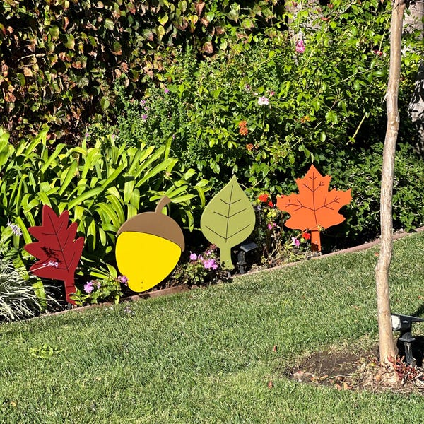 Fall Leaves Engraved Wood Yard Art Sign - Etsy