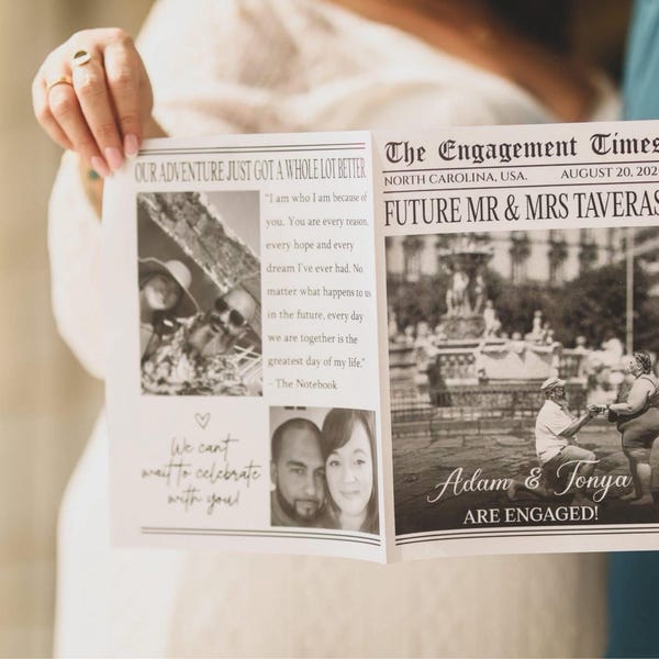 Newspaper Engagement Announcement/editable Future Mr & Mrs Newspaper ...