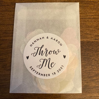 Personalised Throw Me Sticker, Confetti Wedding Label, Wedding Favour ...