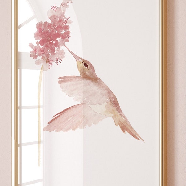 Hummingbird Art Decor, Pink Wall Art Nursery Birthday Gift Idea ...