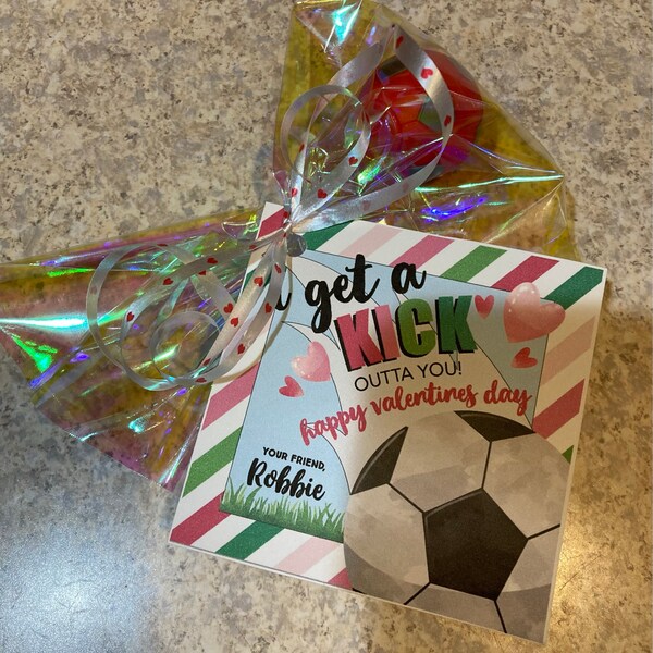 EDITABLE Valentines, Soccer Football I Get a Kick Outta You Valentines ...