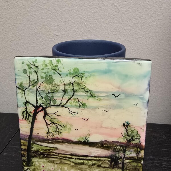 NEW! Summer Reflections. Original Alcohol Ink Hand Painted on 4x4 ...