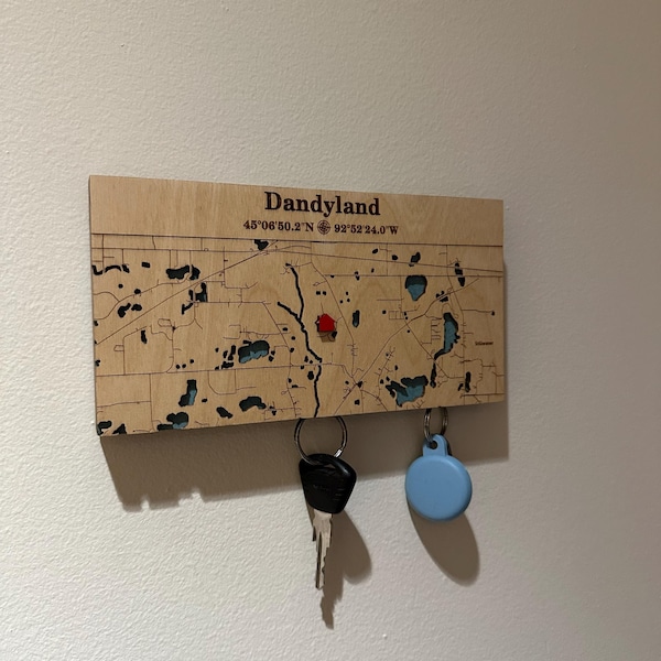 Personalised Map Location Key Holder for Wall, Custom Magnetic Key ...