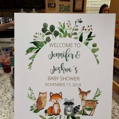 Woodland Welcome Sign, EDITABLE, Diy, Greenery Boy, Gender Neutral ...