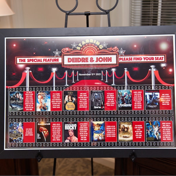 Movie Themed Wedding Table Seating Chart Poster 20x30 - Etsy