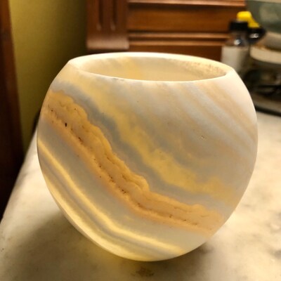 Maison Zoe Alabaster Candle Holder Set of 2 Tea Light Holder Made of ...