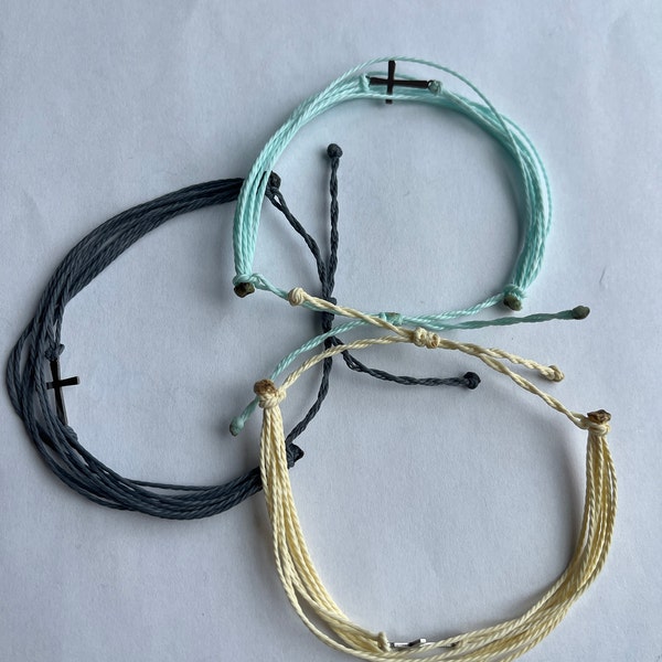 Multi-string Christian Cross Bracelet | Waterproof & Adjustable Wax ...