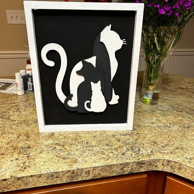 3D Cat, 3D Paper Cut Shadow Box Template, Multicolor Cat Svg ...