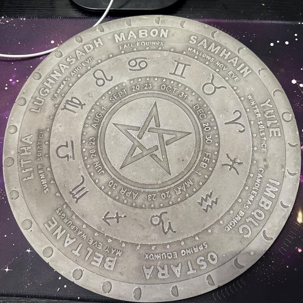 Resin and Marble Altar Plate Pentagram Spell Casting Tool for Wiccan ...