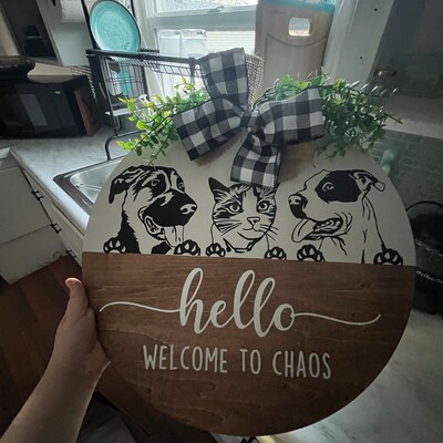 Pet Welcome Sign/ Pet Door Sign/ Dog Door Sign/pet Portrait Wreath/ Dog ...