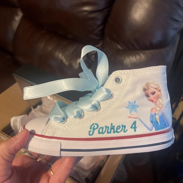 Custom Princess Elsa Converse With Sparkle Bows Personalized Frozen ...