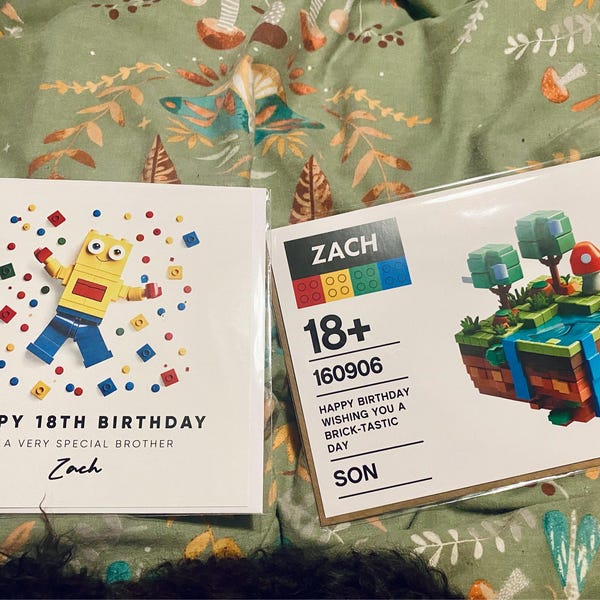 Personalised Birthday Card | Building Blocks Theme | Son, Grandson ...