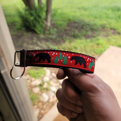 Christmas Keychain Black Bear Key Fob Wristlet - Etsy