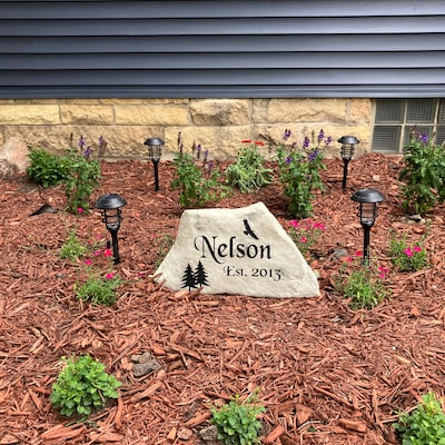 Large Custom Engraved Address Stone - Etsy