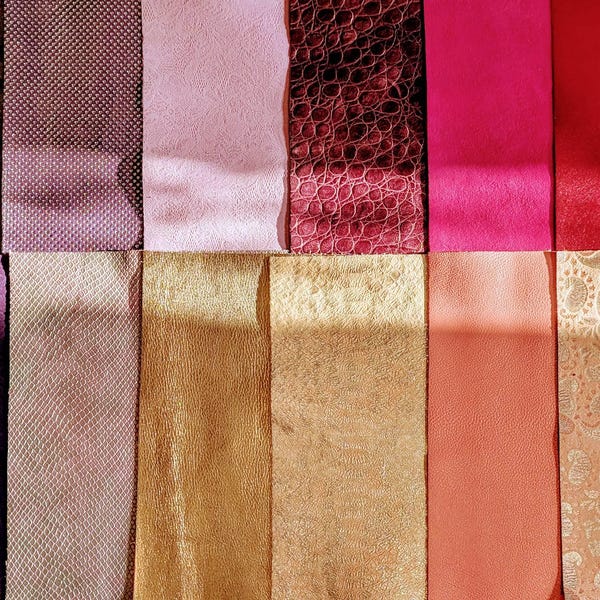 Fuchsia LACQUERED Leather Hide, Pinted PATENT Calfskin, Hot Pink Glossy ...