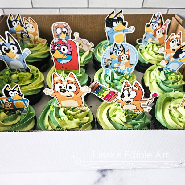 Bluey Cupcake Toppers ( Set of 12) (3 Inches Tall) Bluey Family Cupcake ...