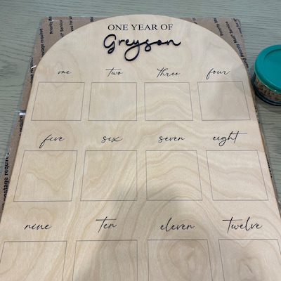 One Year of Birthday Photo Board Party Supplies Wood Photo Memory Board ...