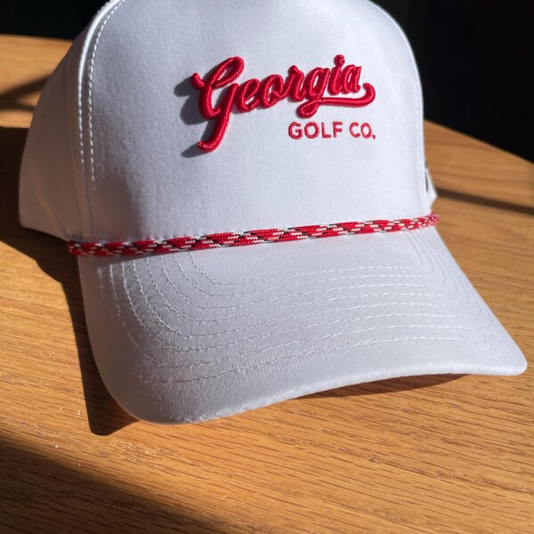 Georgia Rope Golf Hat - Athens White | Embroidered State Outline | UGA ...