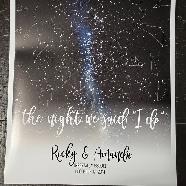 Personalized Star Map, Night Sky Star Map, Star Map by Date, Realistic ...