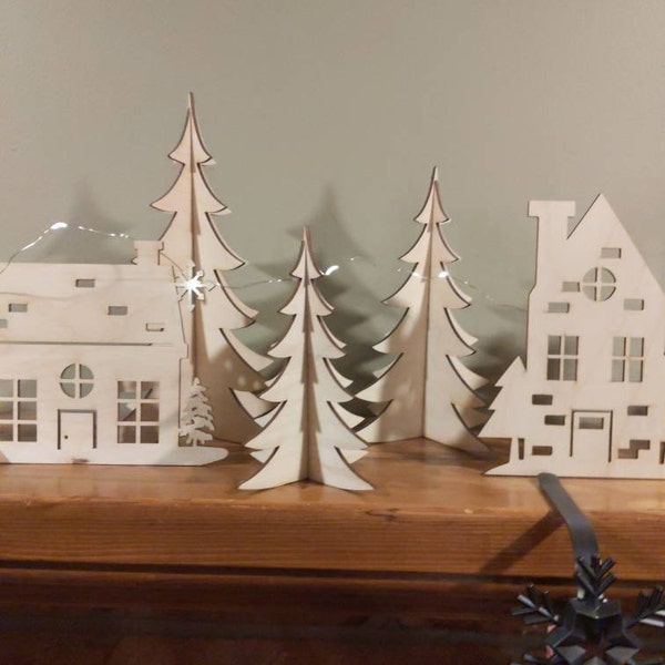 Wooden Trees, Large Wood Trees, Christmas Decor, Holiday Decor, Wood ...