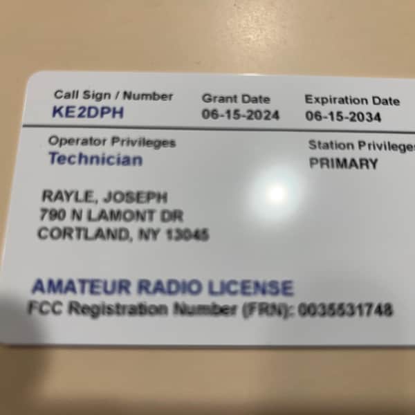 Full Color Ham Radio FCC License Wallet Card - Plastic Wallet Card (PVC ...