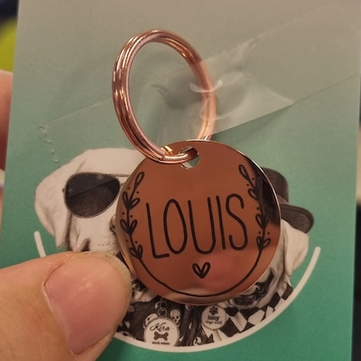 Rose Gold Personalised Dog Name Tag Engraved Dog Tag for - Etsy