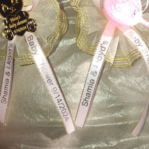 3/8" Gold Edged Printed Favor Ribbons: Custom Personalized Party ...