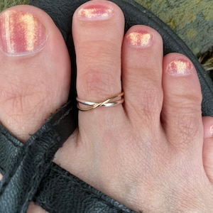 Double Cross Toe Rings Sterling Silver 14kt Gold Filled Rose - Etsy